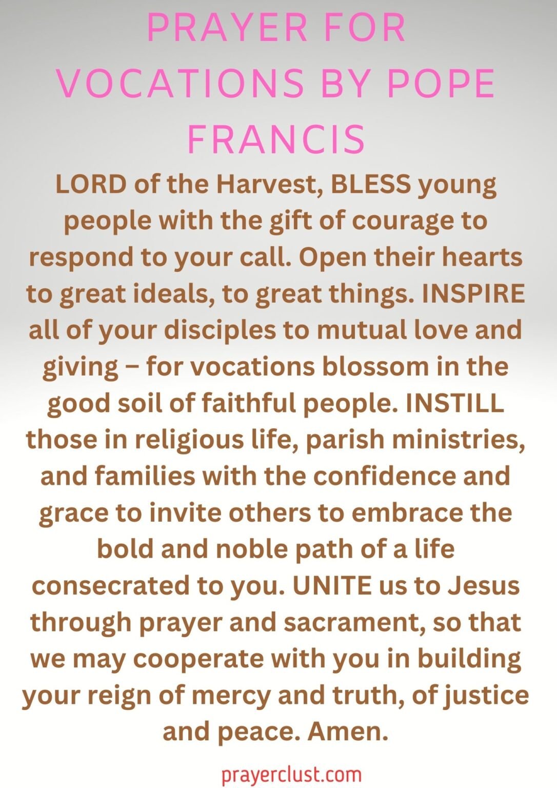 15 Catholic Prayer for Vocations: A Guide to Vocation Prayers and Discernment. - Prayer Clust